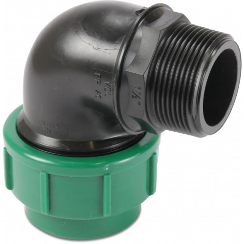 JASON KNIE 90° PP 16 MM X 3/8" KNEL X BUITENDRAAD 16BAR ZWART/BLAUW DV